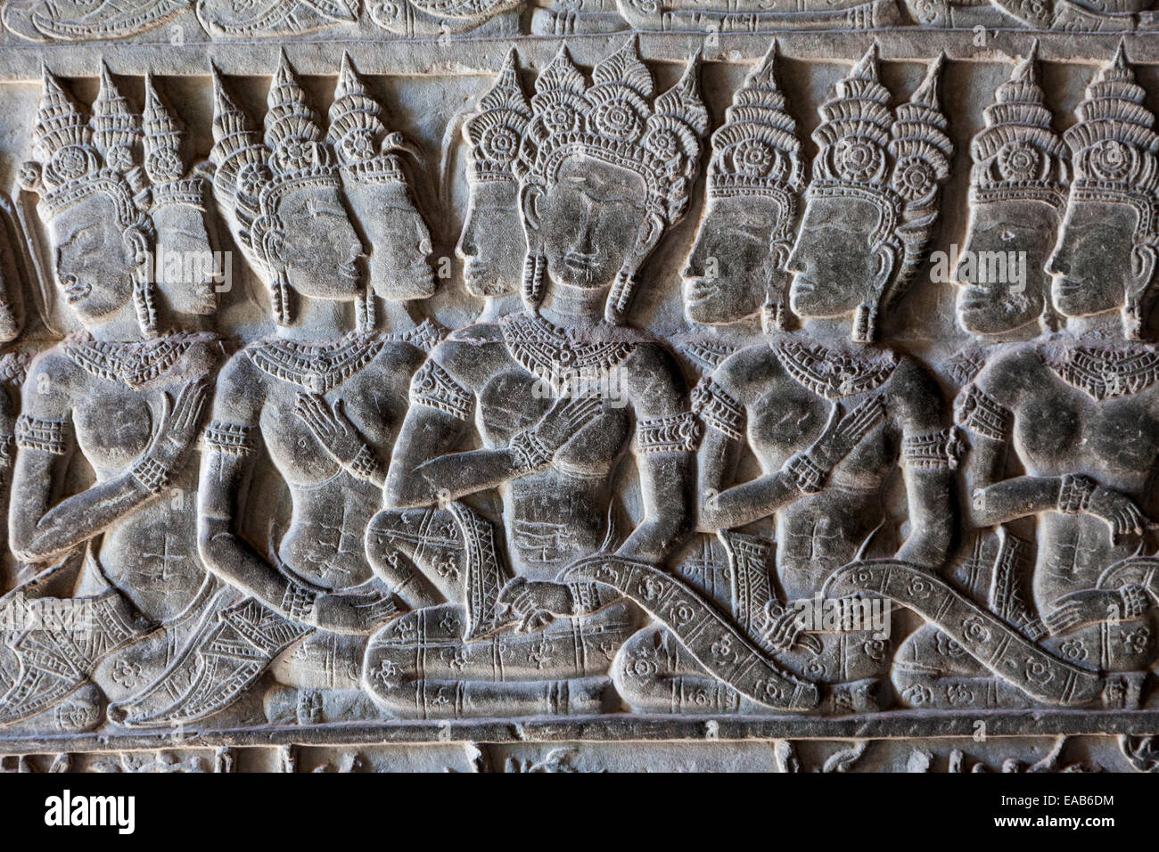 Cambodia, Angkor Wat. Bas-relief Carving, First Corridor, Western Side ...