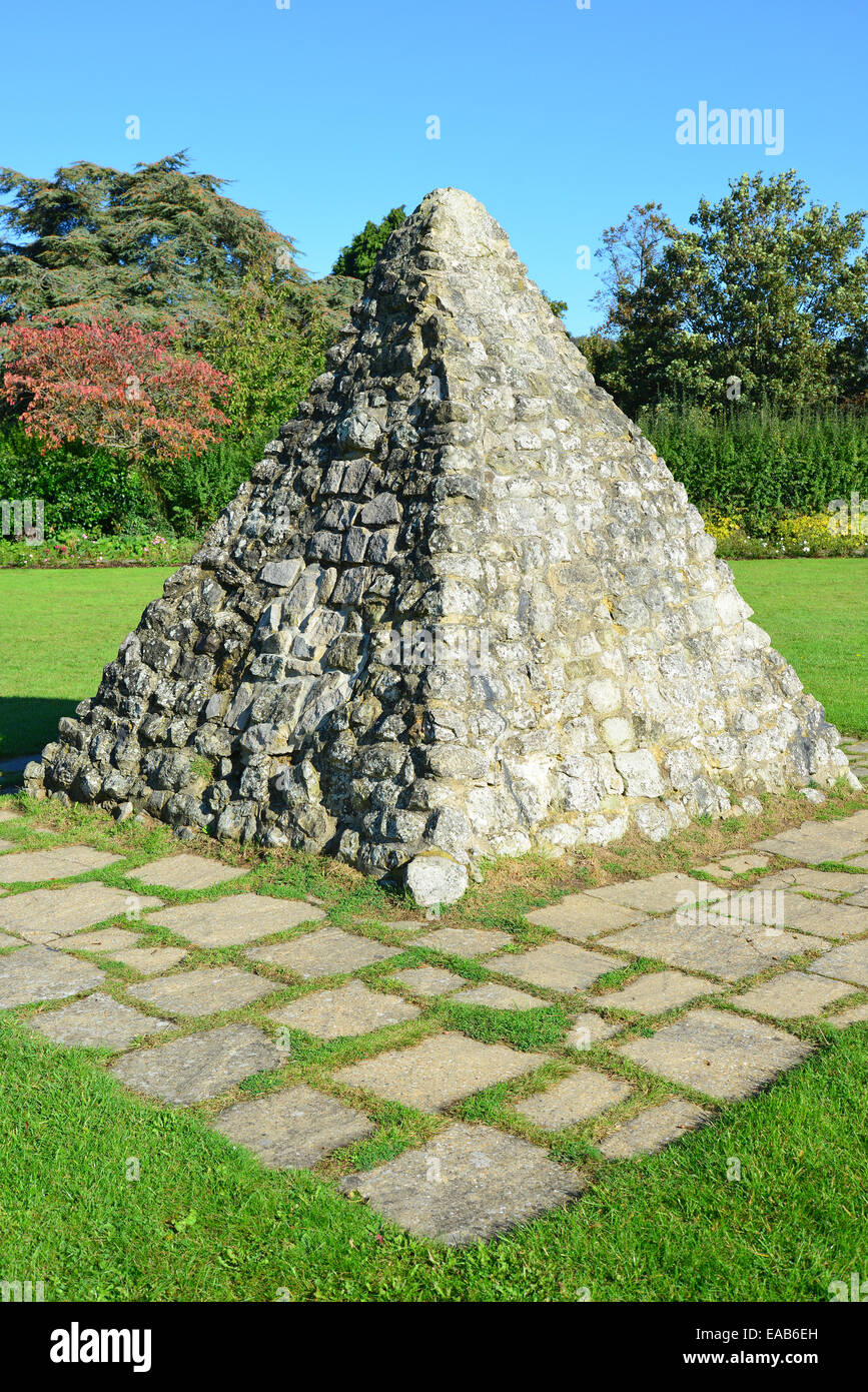 Stone pyramid gateway in Castle Gardens, Reigate Castle, Reigate ...