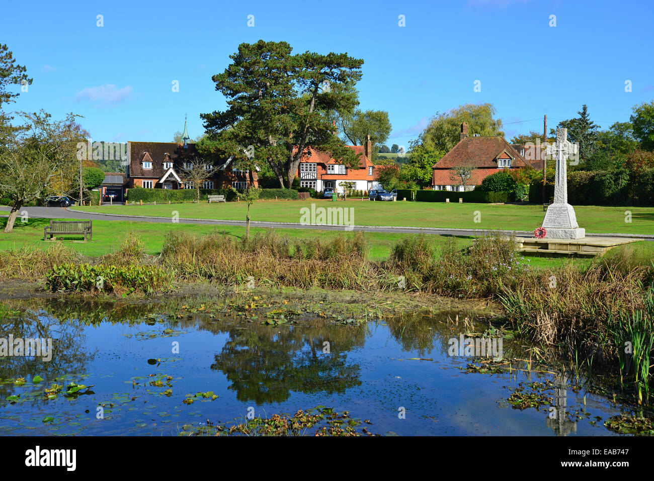 Village pond on The Green, Buckland, Surrey, England, United Kingdom ...