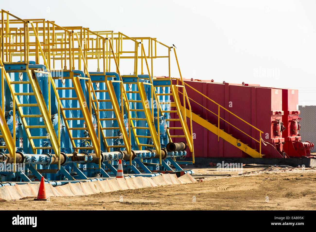 Infrastructure on a fracking site being fracked near Wasco in ...