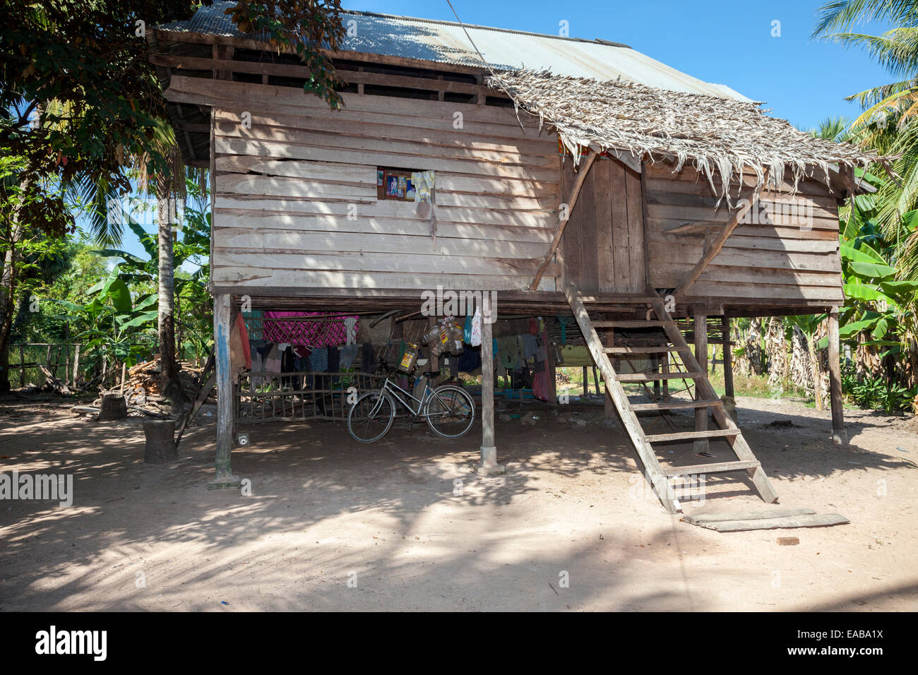 Cambodia. Typical Rural House, with Living Quarters above the Ground ...