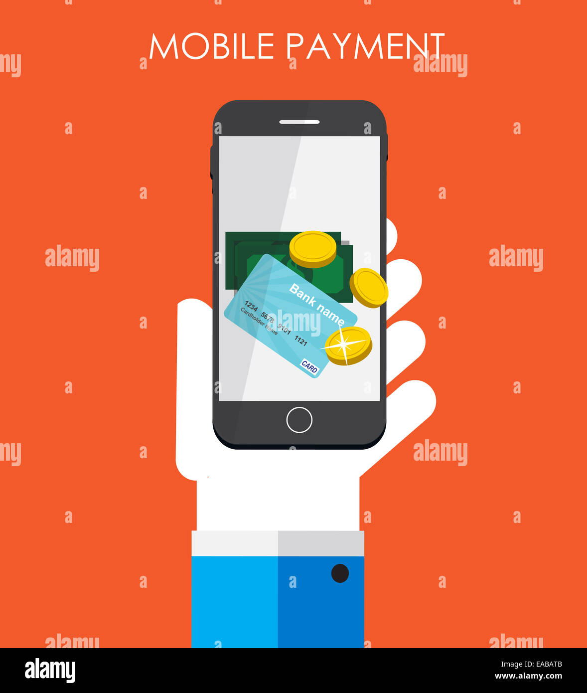 Mobile Payment Flat Concept Vector Illustration Stock Photo - Alamy