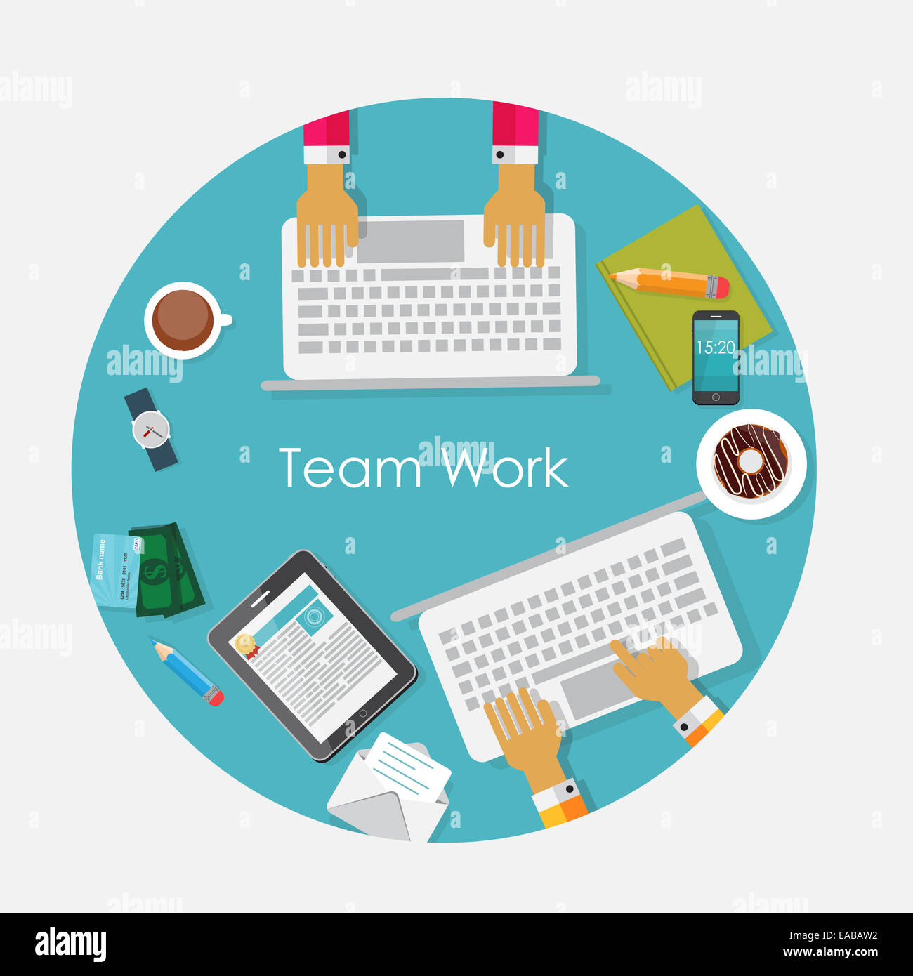 Team Work Flat Concept Vector Illustration Stock Photo - Alamy