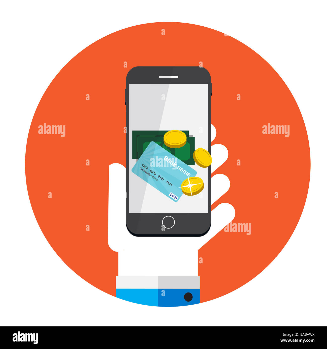 Mobile Payment Flat Concept Vector Illustration Stock Photo - Alamy