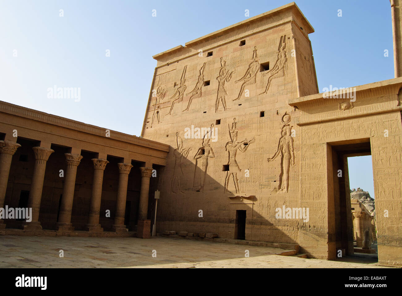 The stone ancient construction of Philae Temple Stock Photo - Alamy