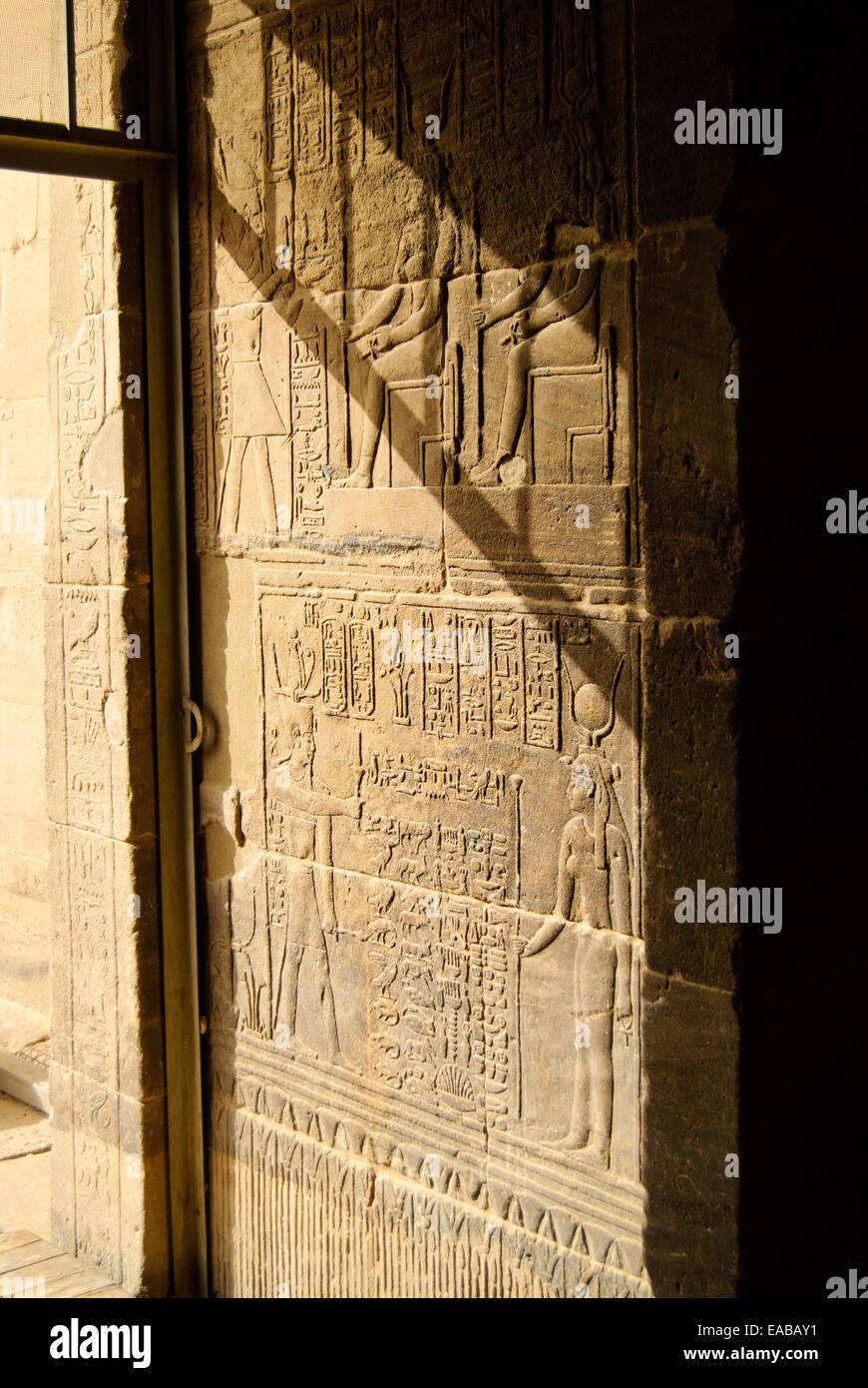 Ancient stone wall of Philae Temple Stock Photo - Alamy