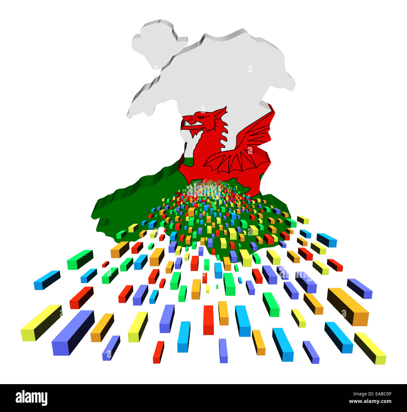 Wales map flag with containers illustration Stock Photo - Alamy
