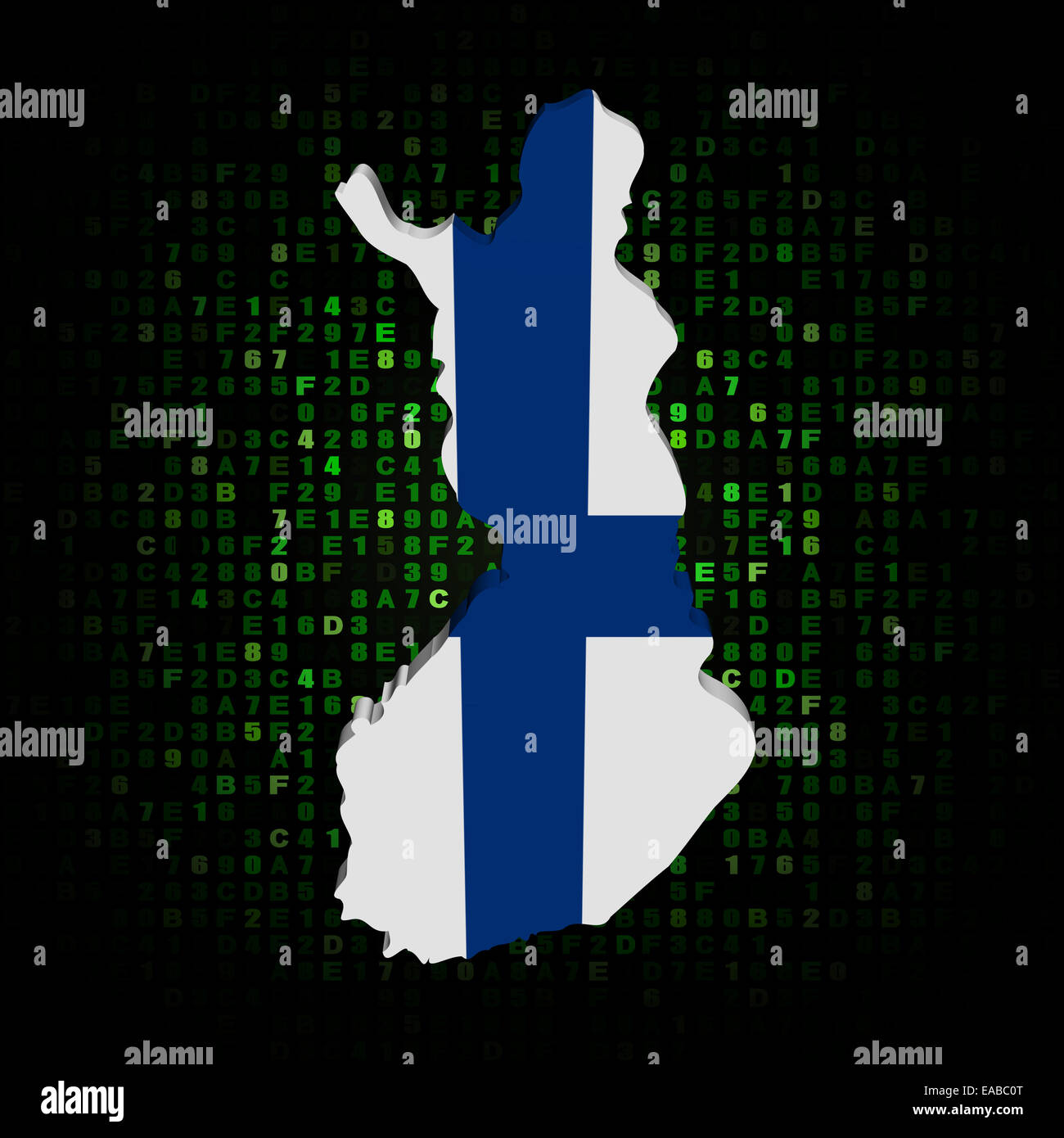 Finland map flag on hex code illustration Stock Photo - Alamy