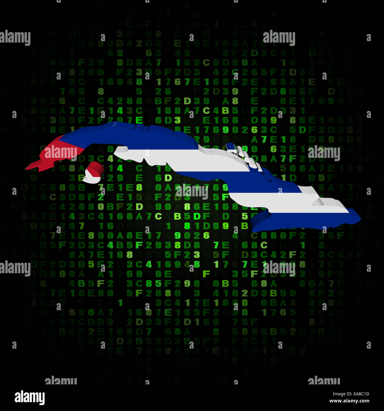 Cuba map flag on hex code illustration Stock Photo - Alamy