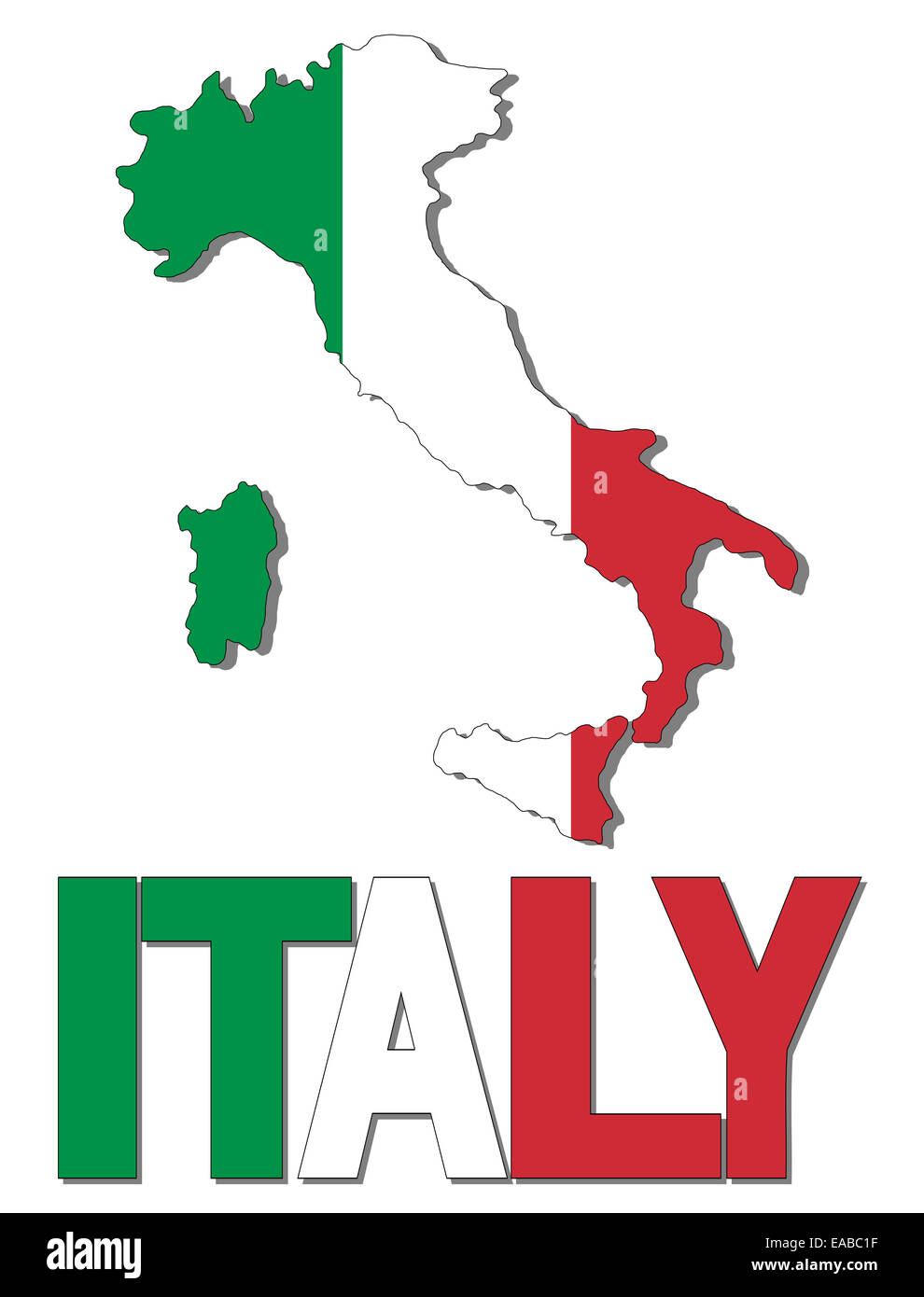Italy map flag and text illustration Stock Photo - Alamy