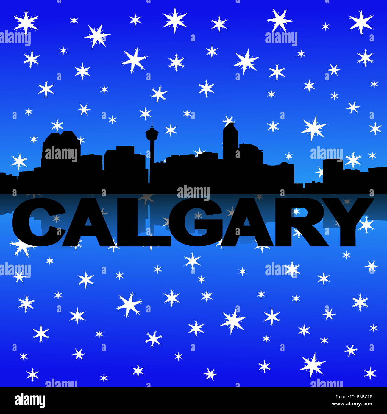 Calgary skyline reflected with snow illustration Stock Photo - Alamy