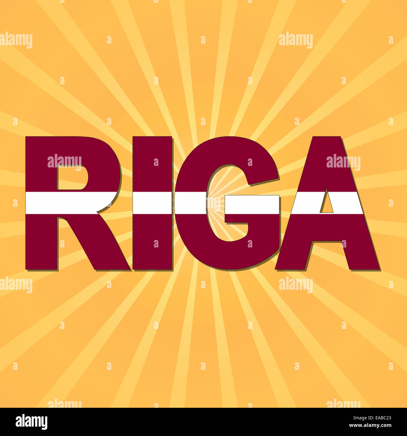 Riga flag text with sunburst illustration Stock Photo - Alamy