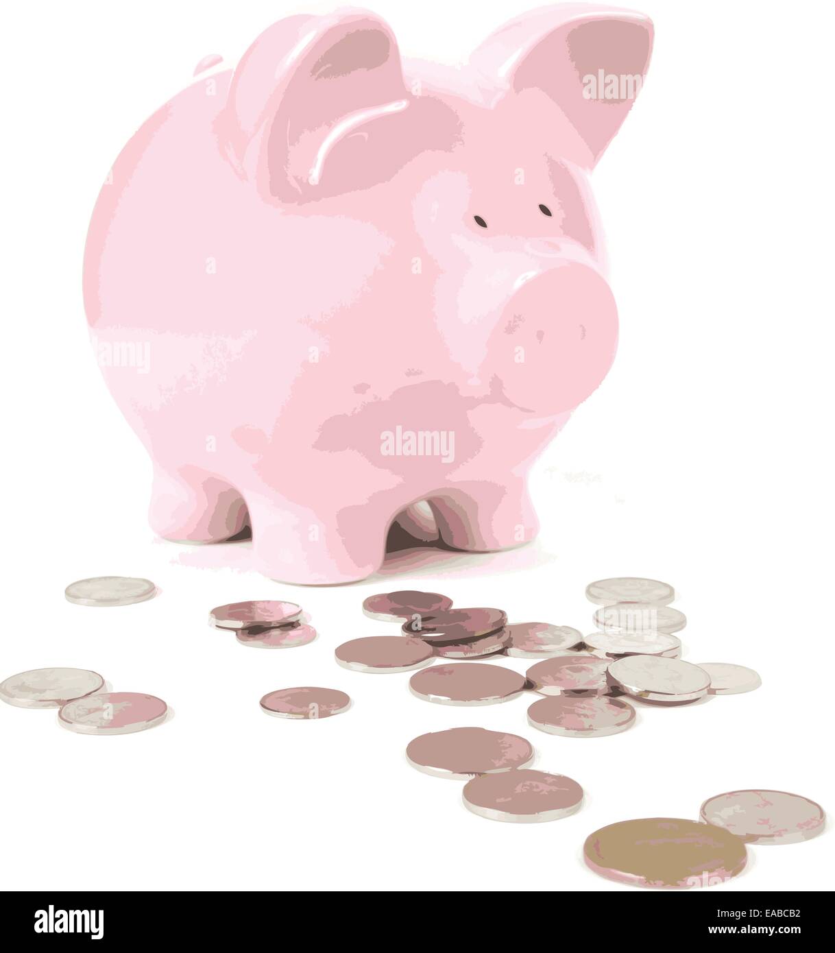 pink piggy bank with money underneath Stock Vector Image & Art - Alamy