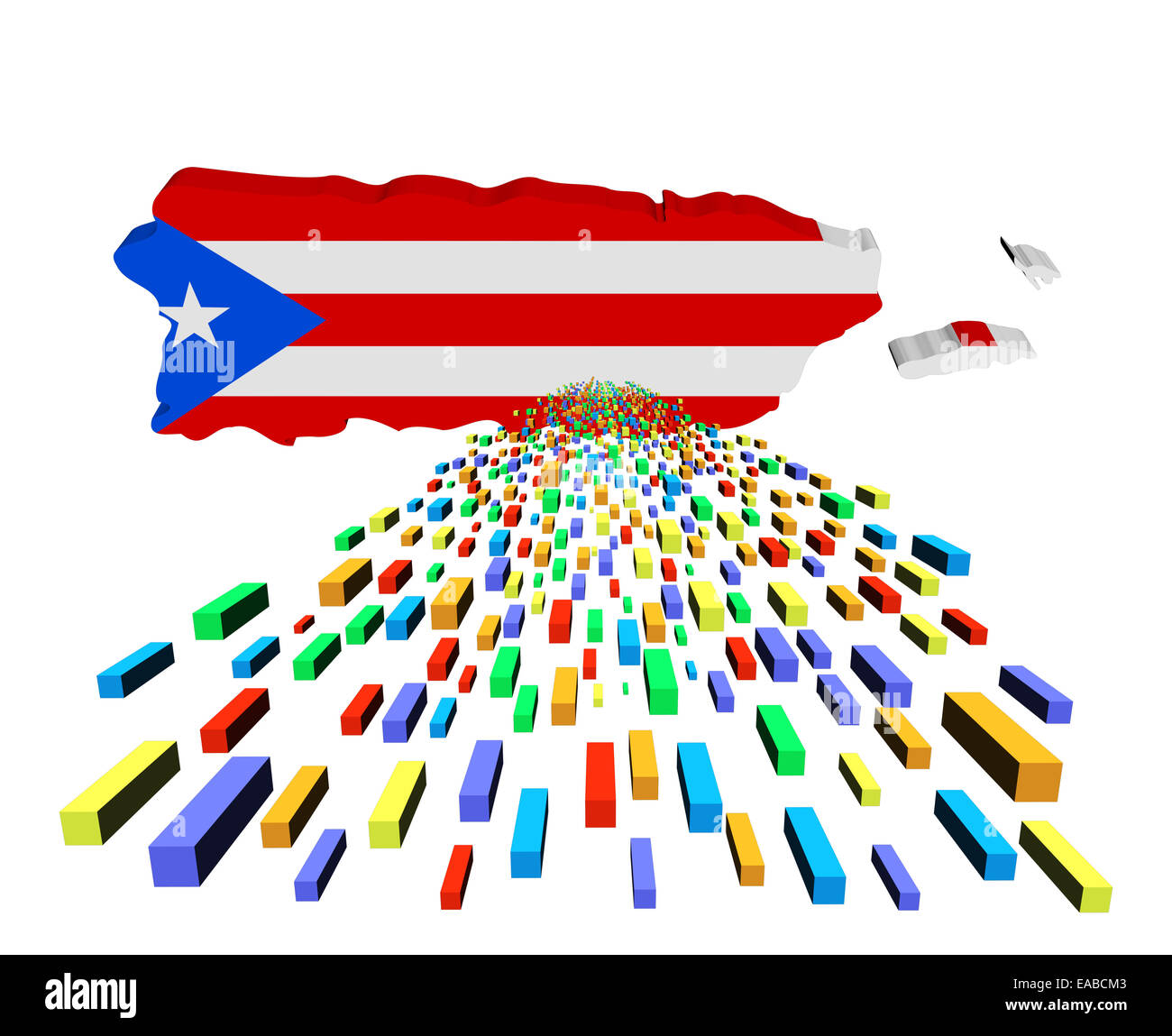 Puerto Rico map flag with containers illustration Stock Photo - Alamy