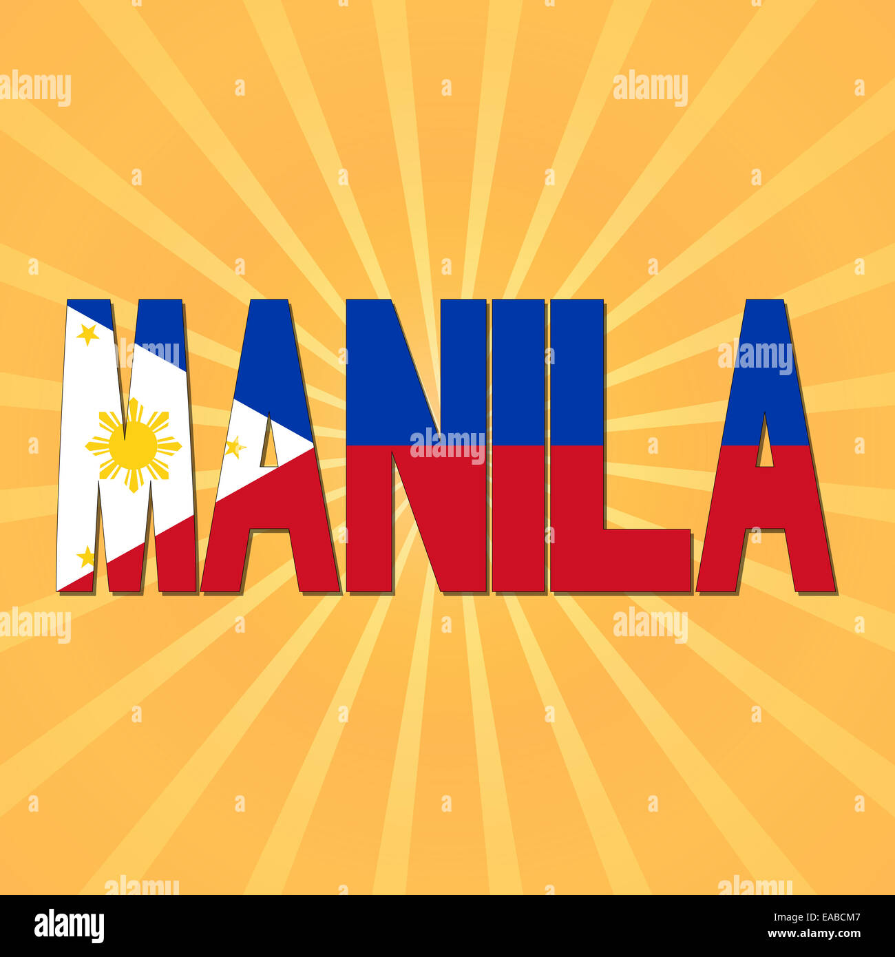 Manila flag text with sunburst illustration Stock Photo - Alamy