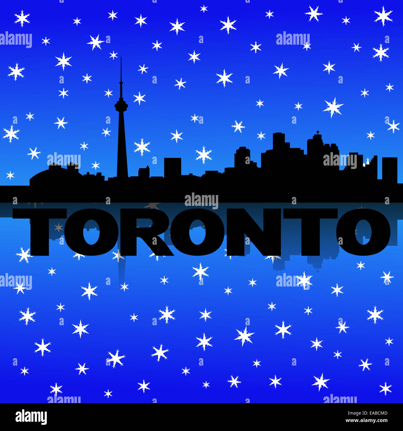 Toronto skyline reflected with snow illustration Stock Photo - Alamy