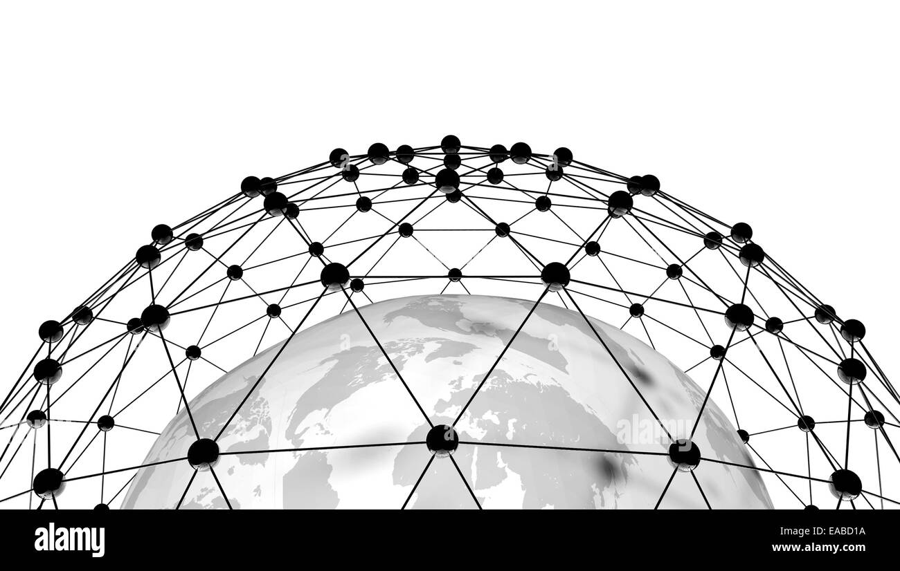 Network background concept earth Black and White Stock Photos & Images ...
