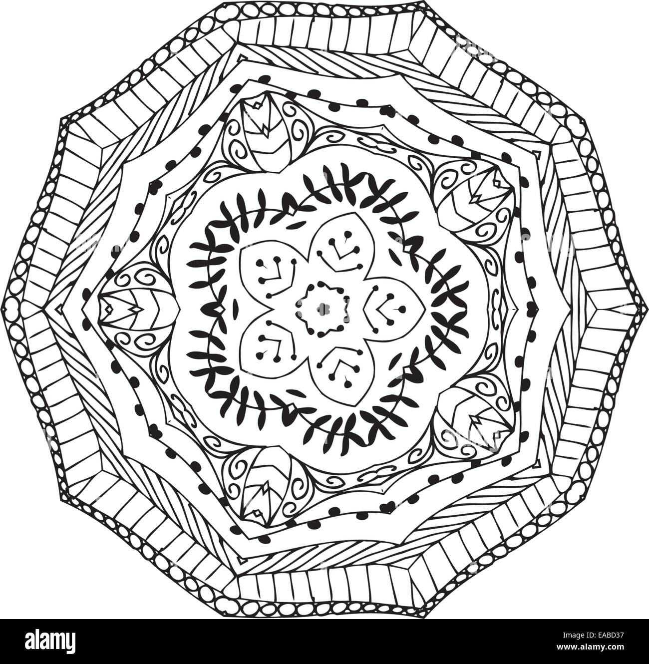 Abstract black Zen-tangle and white Background Stock Vector Image & Art ...