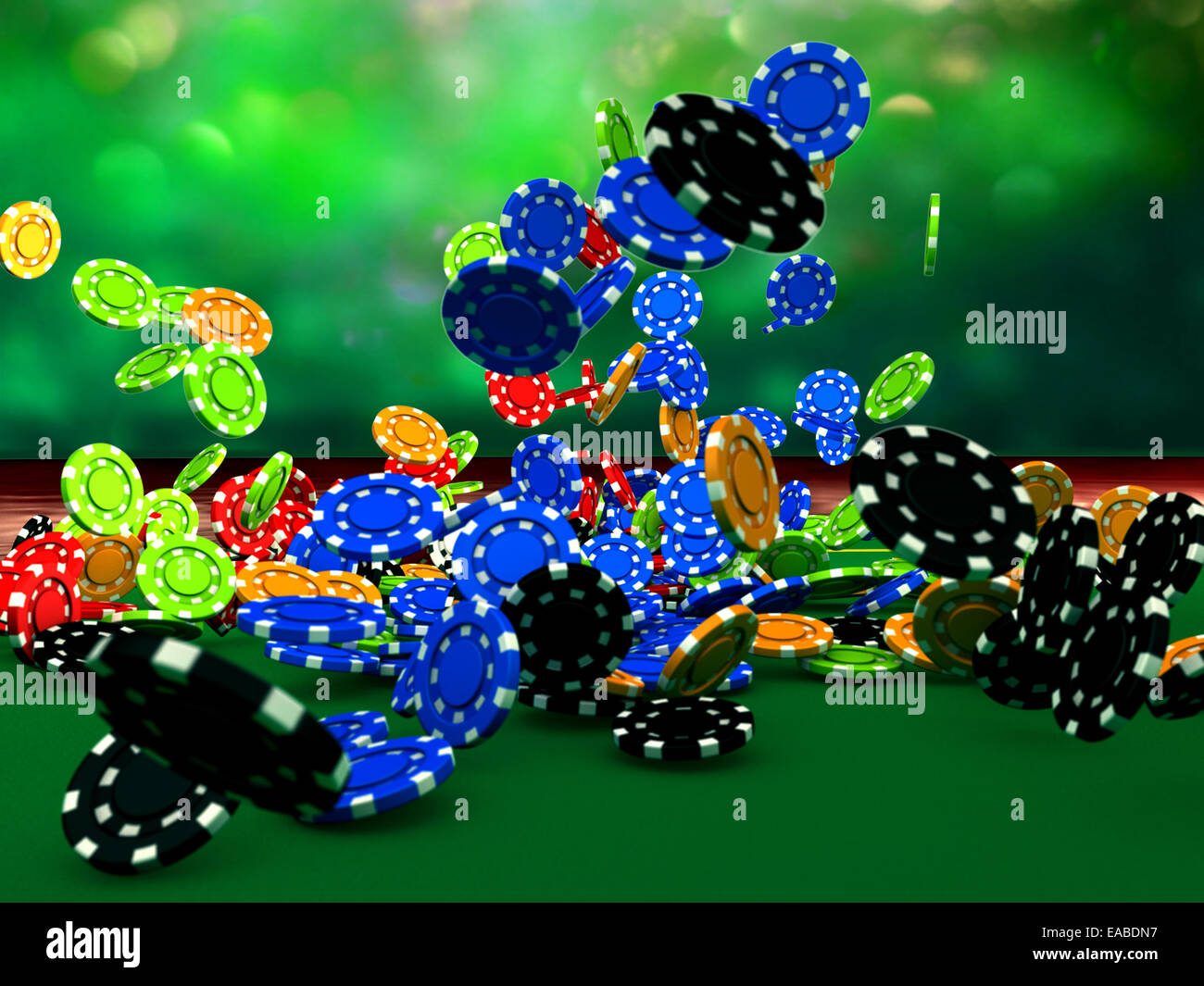 Poker Chips on a gaming table Stock Photo - Alamy