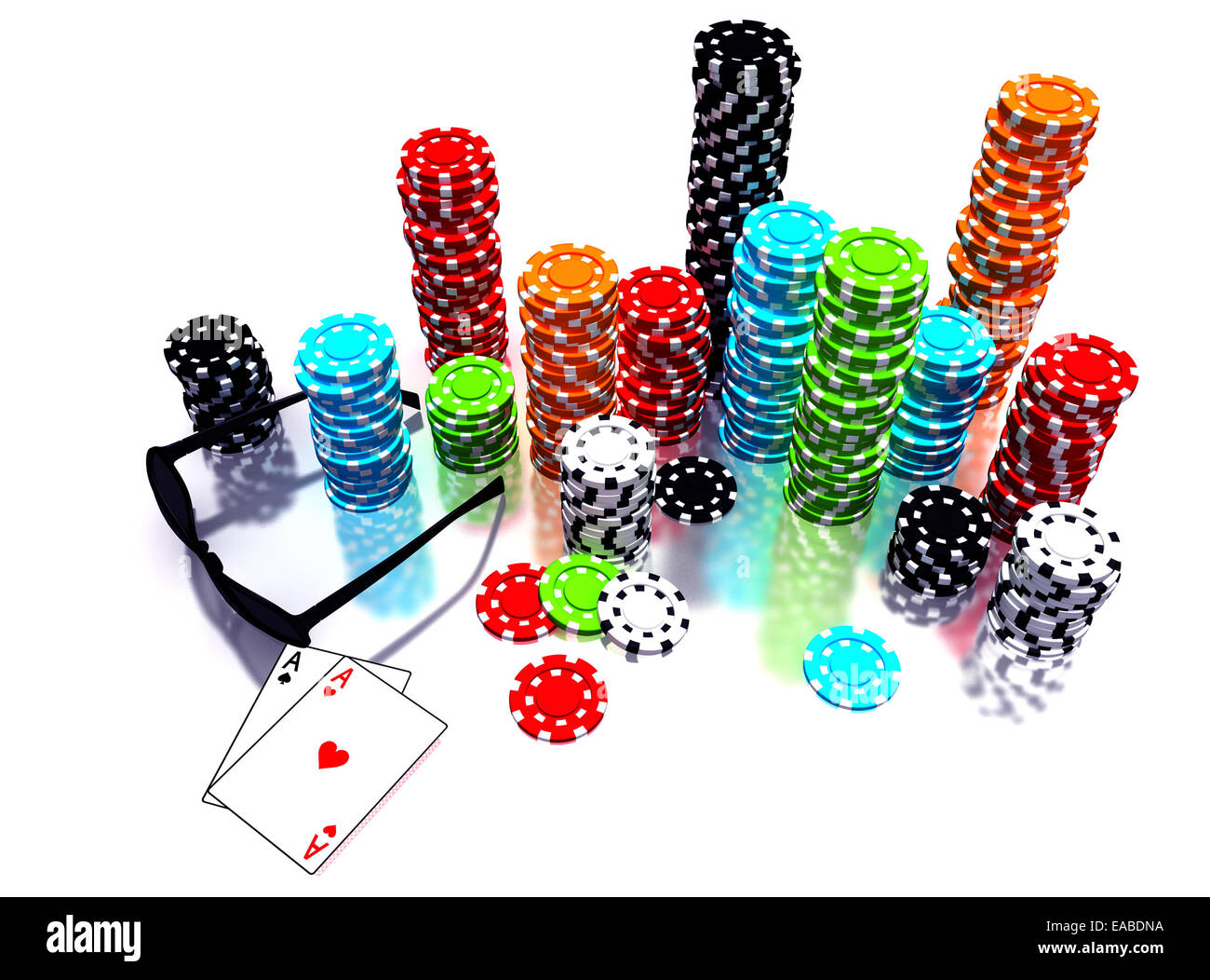 Poker Chips on a gaming table Stock Photo - Alamy