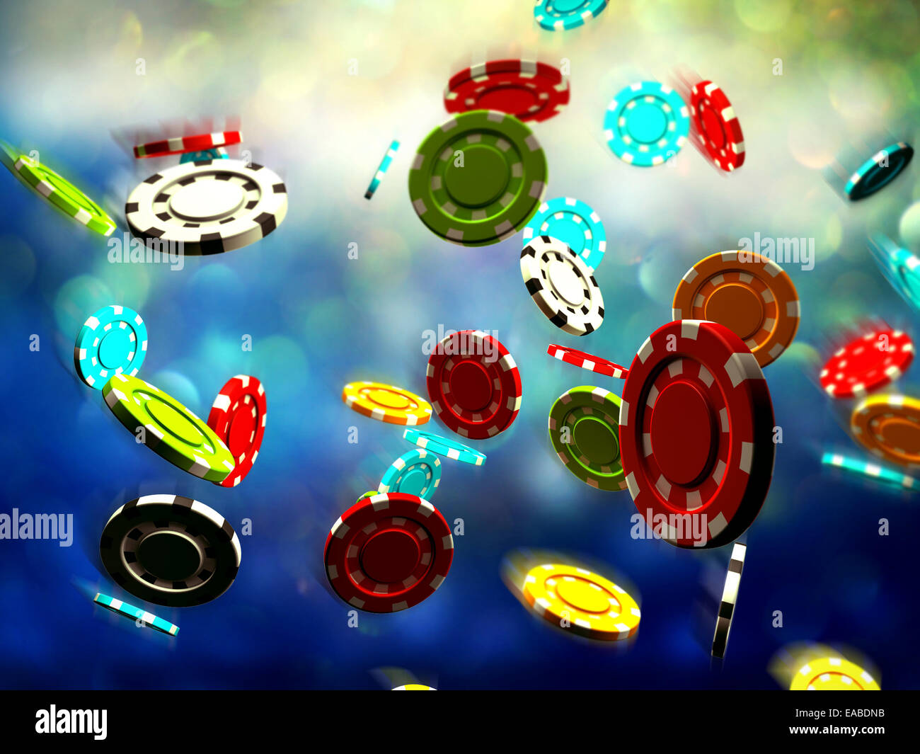 Poker Chips on a gaming table Stock Photo - Alamy