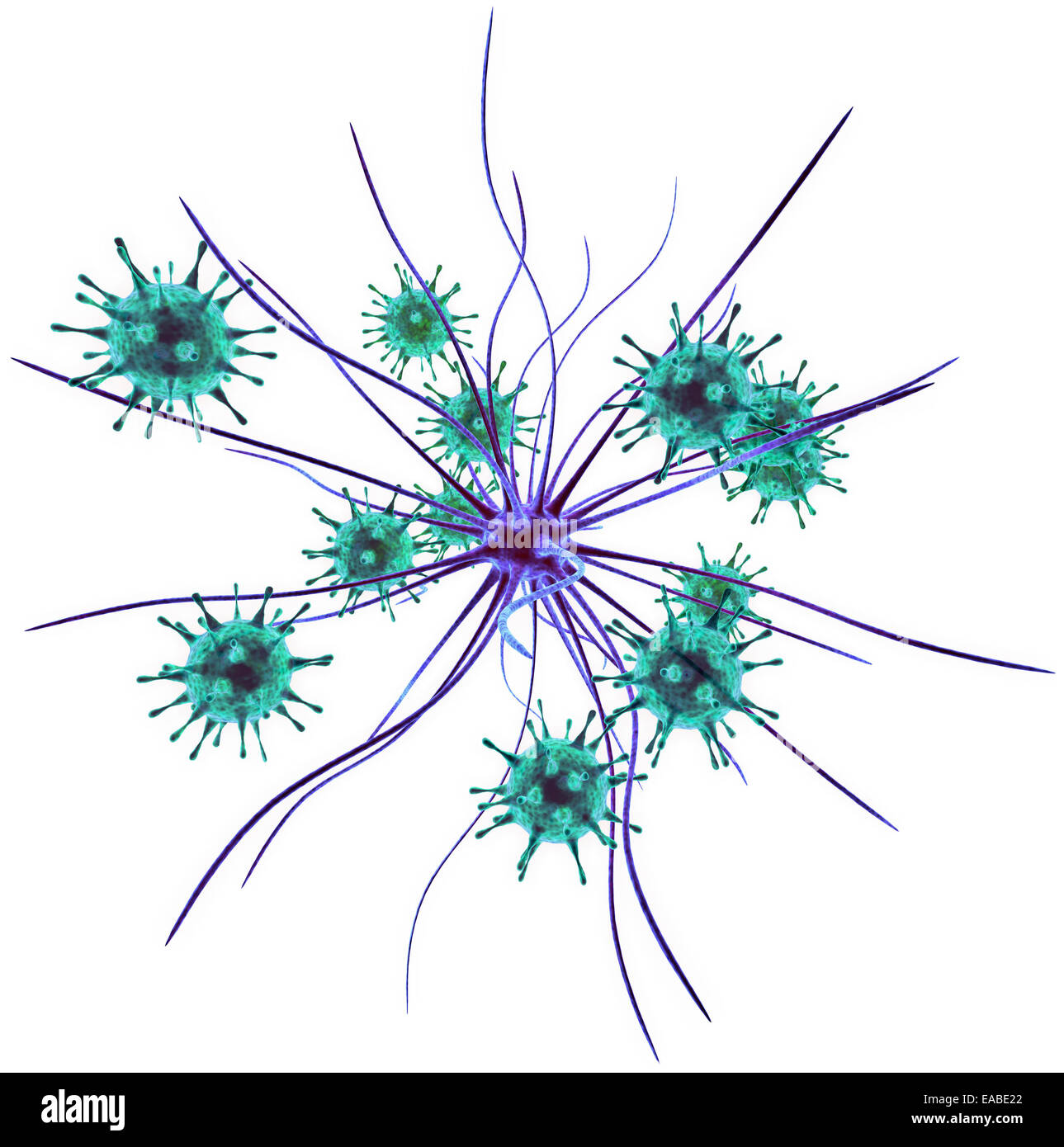 3d illustration of viruses attacking nerve cells Stock Photo - Alamy