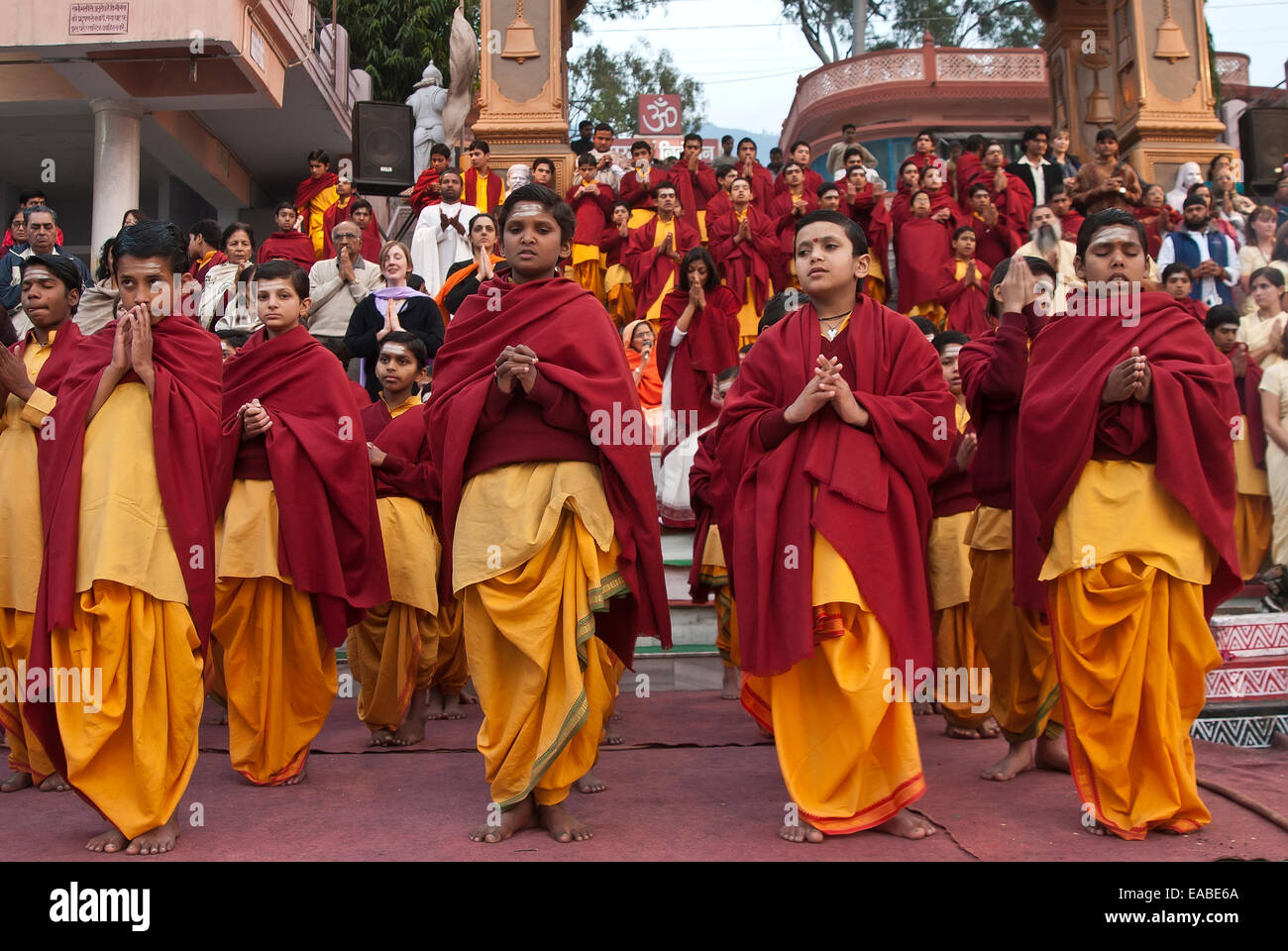 Young monks pray during a religious ceremony, India Stock Photo - Alamy