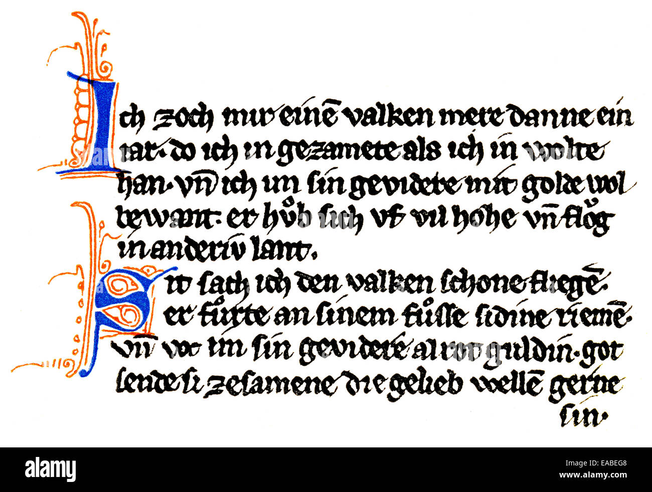 Historic print, manuscript, Der von Kuerenberg, Danubian lyric ...
