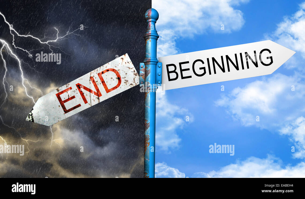 Illustration depicting a roadsign with a beginning or ending concept ...