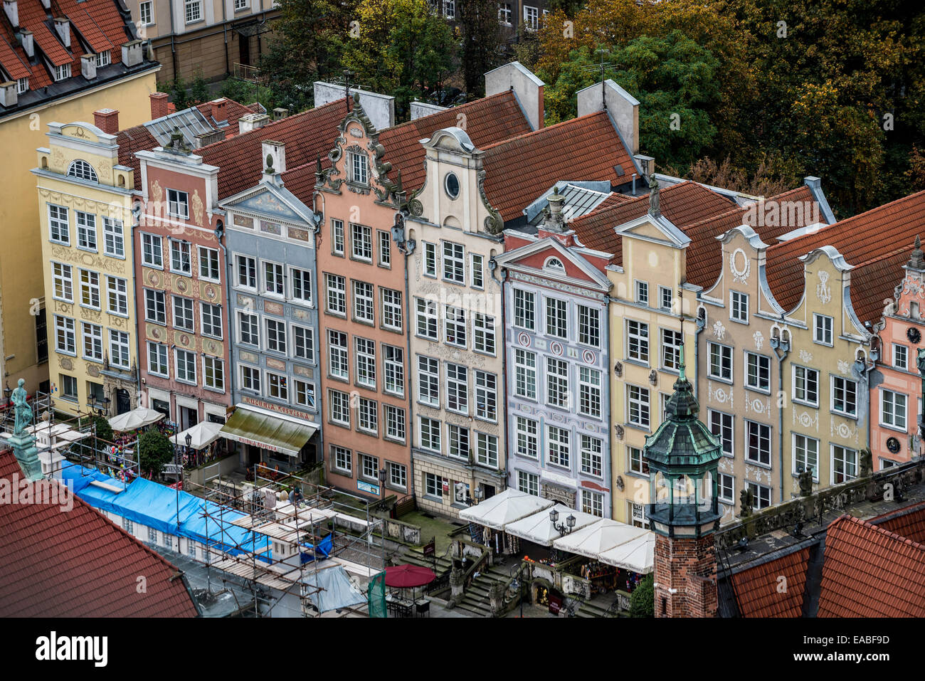 Aerial view on Dlugi Targ (Long Market Street) from tower of Basilica ...