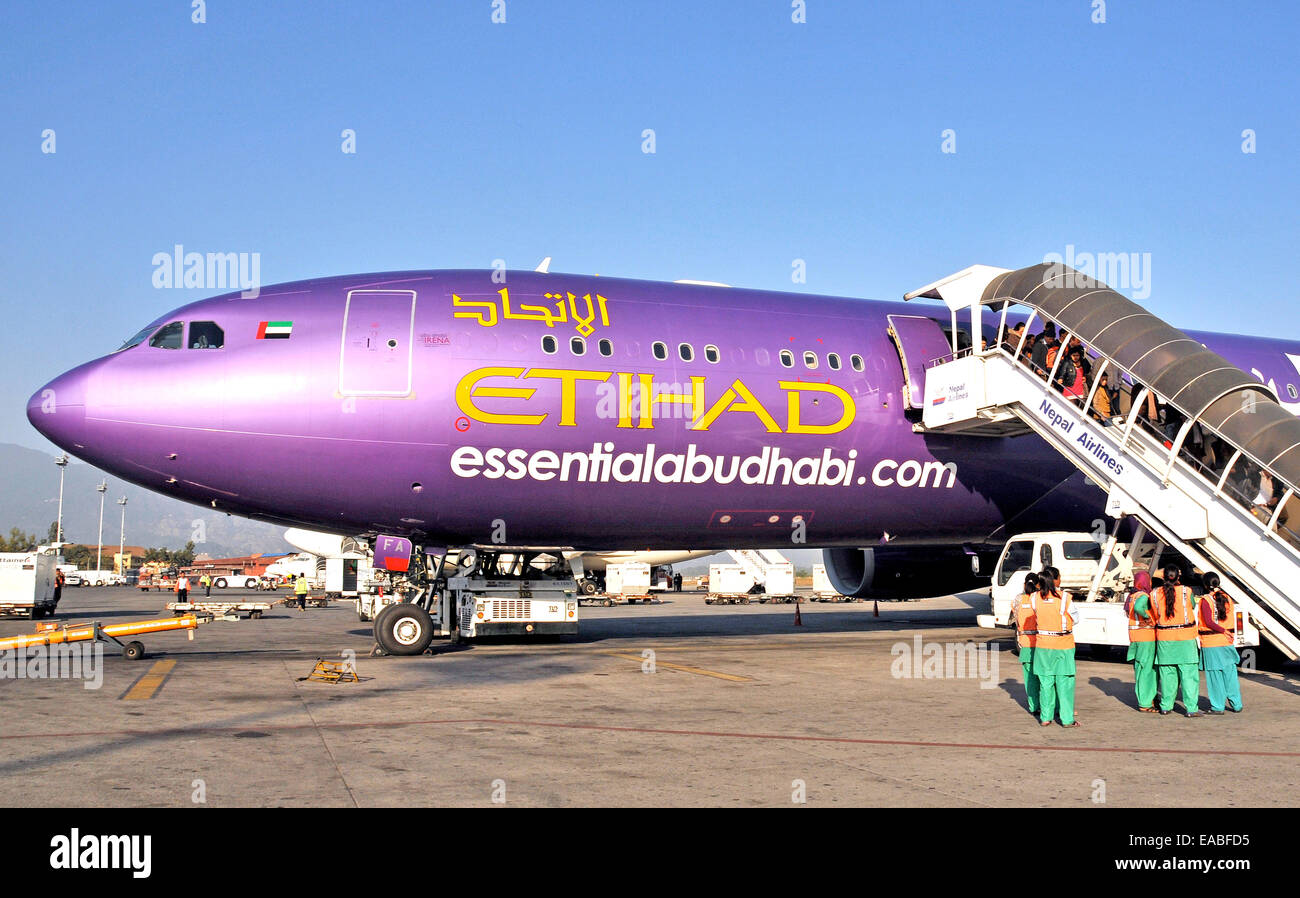 Airbus A 330 of Etihad airlines Kathmandu Nepal Stock Photo - Alamy