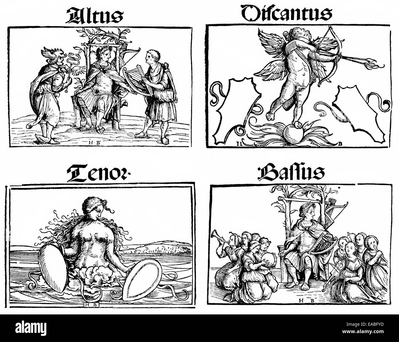 1512, cover of the "four singing voices", altus or alto, discantus ...