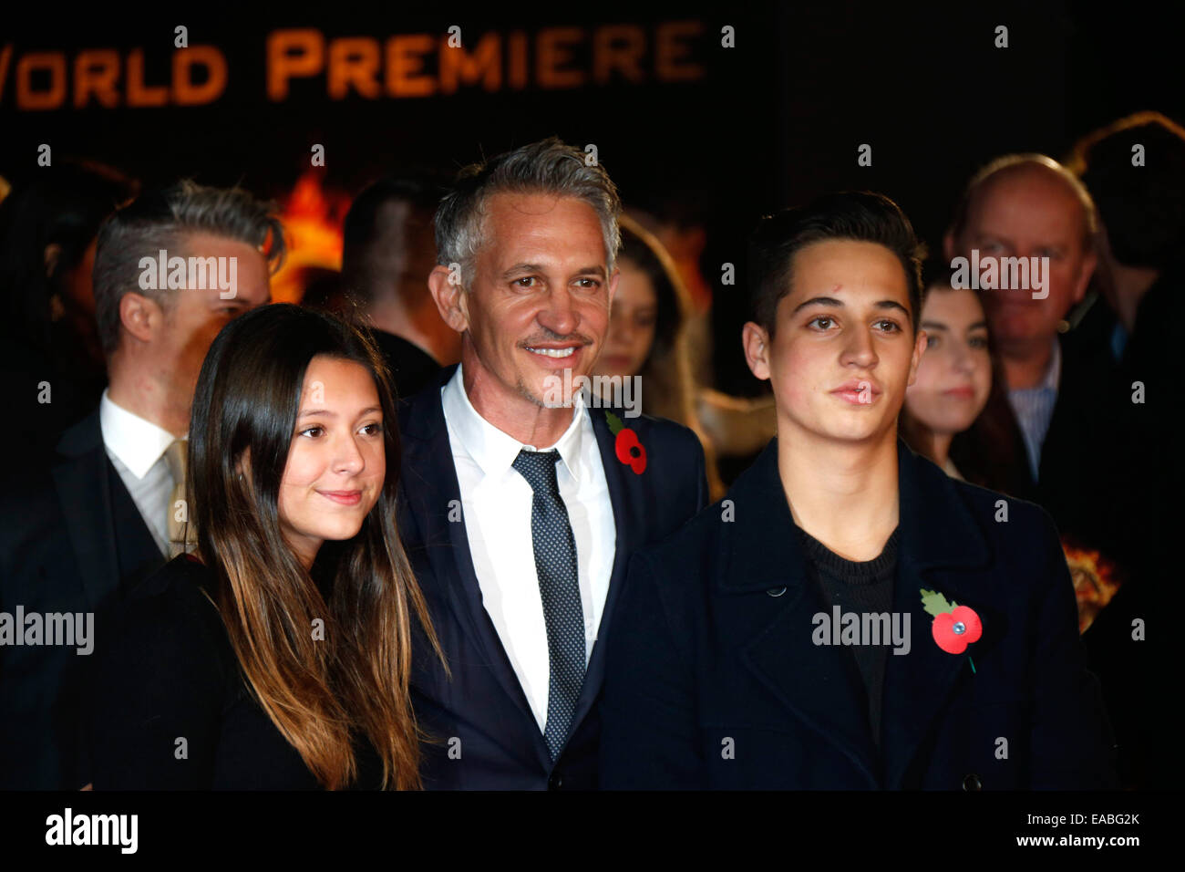 London, Great Britain. 11th Nov, 2014. Gary Lineker (c), son George ...