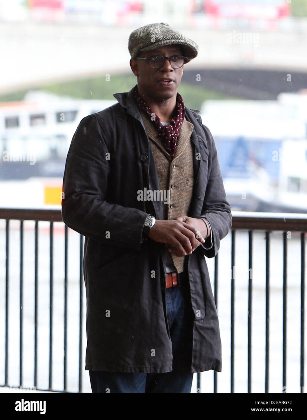 Ian Wright filming a ITV advert for the World Cup outside ITV Studios ...
