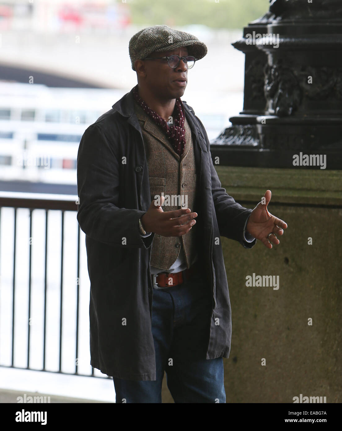 Ian Wright filming a ITV advert for the World Cup outside ITV Studios ...