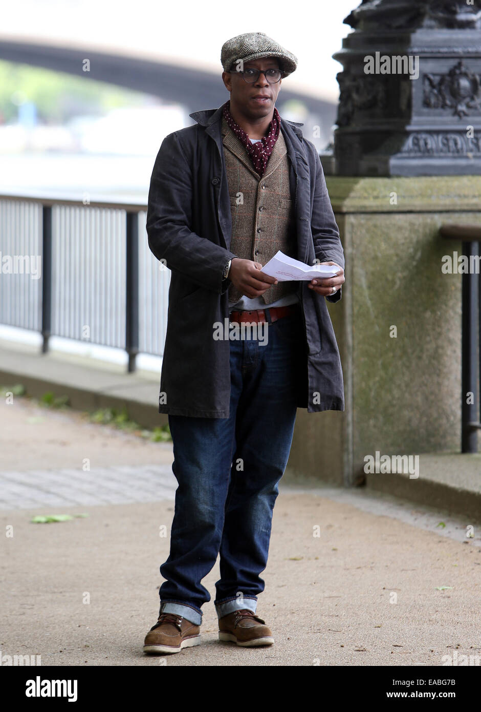 Ian Wright filming a ITV advert for the World Cup outside ITV Studios ...