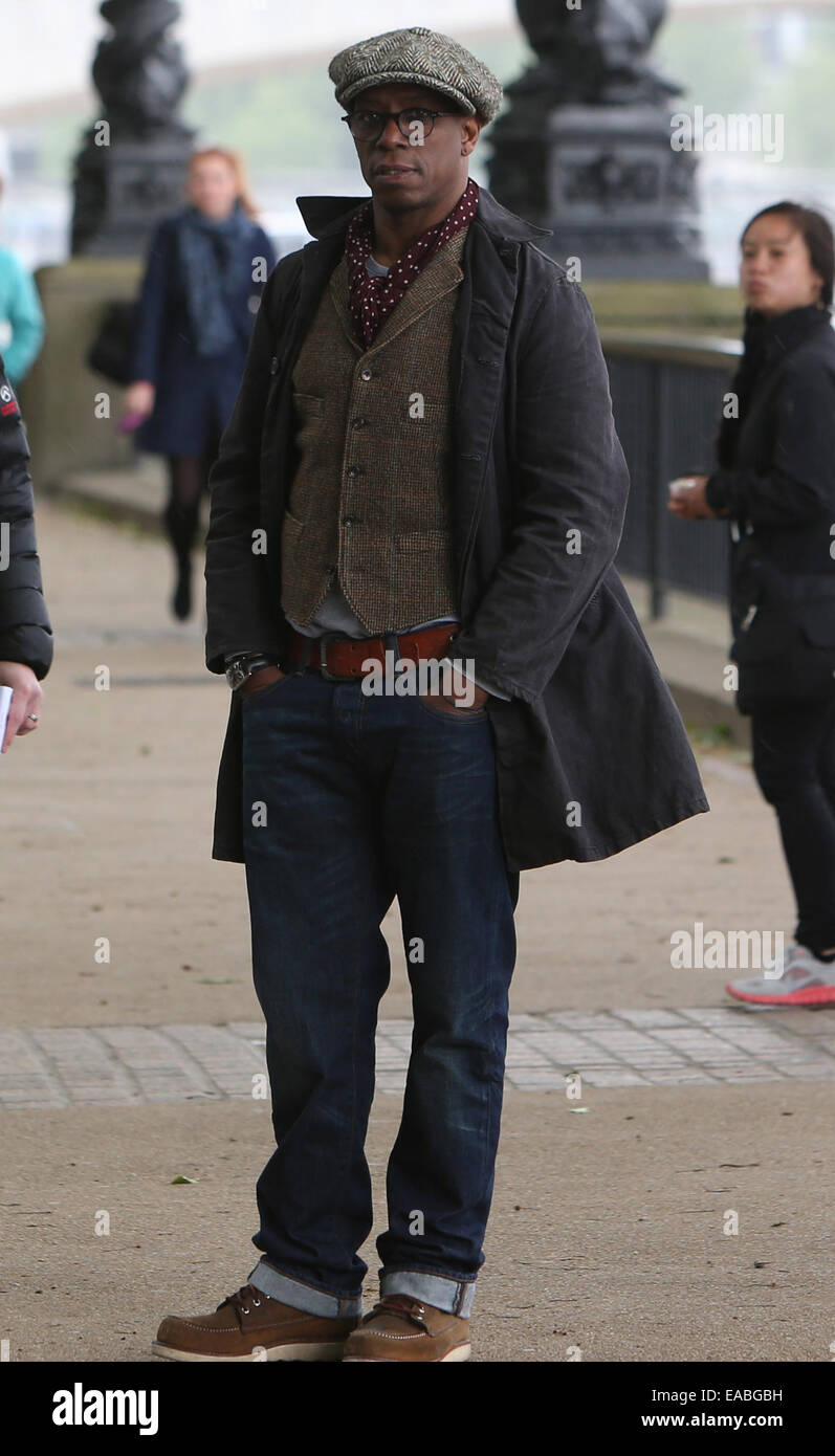 Ian Wright filming a ITV advert for the World Cup outside ITV Studios ...