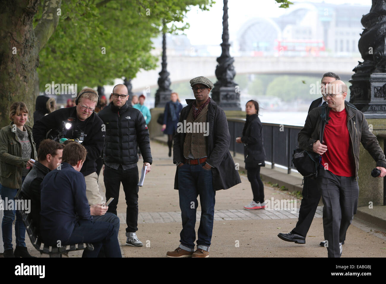 Ian Wright filming a ITV advert for the World Cup outside ITV Studios ...