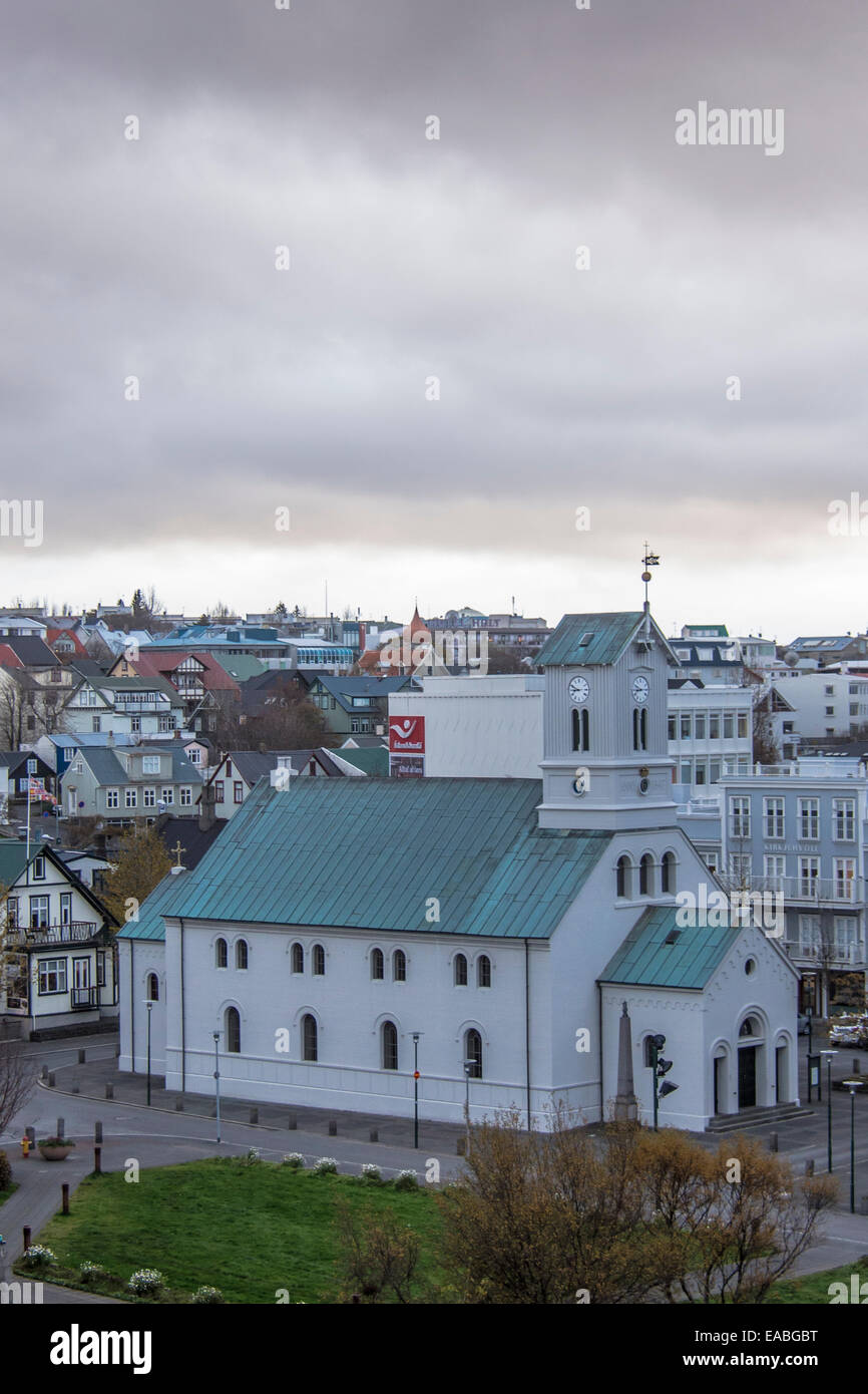 Aerial view of city centre street of Reykjavik old town, Iceland Stock ...
