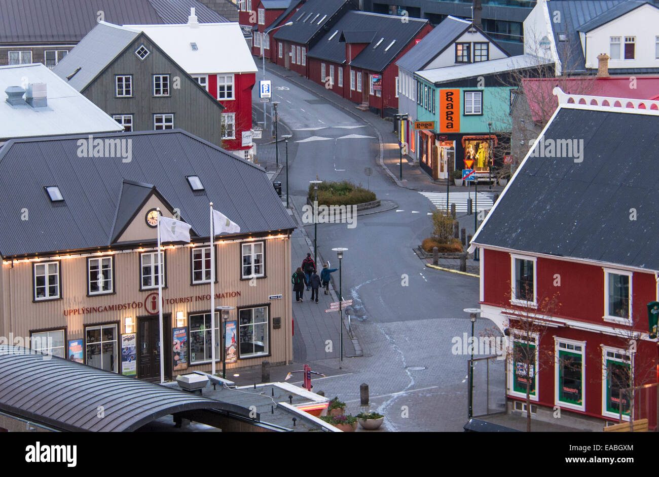 Aerial view of city centre street of Reykjavik old town, Iceland Stock ...