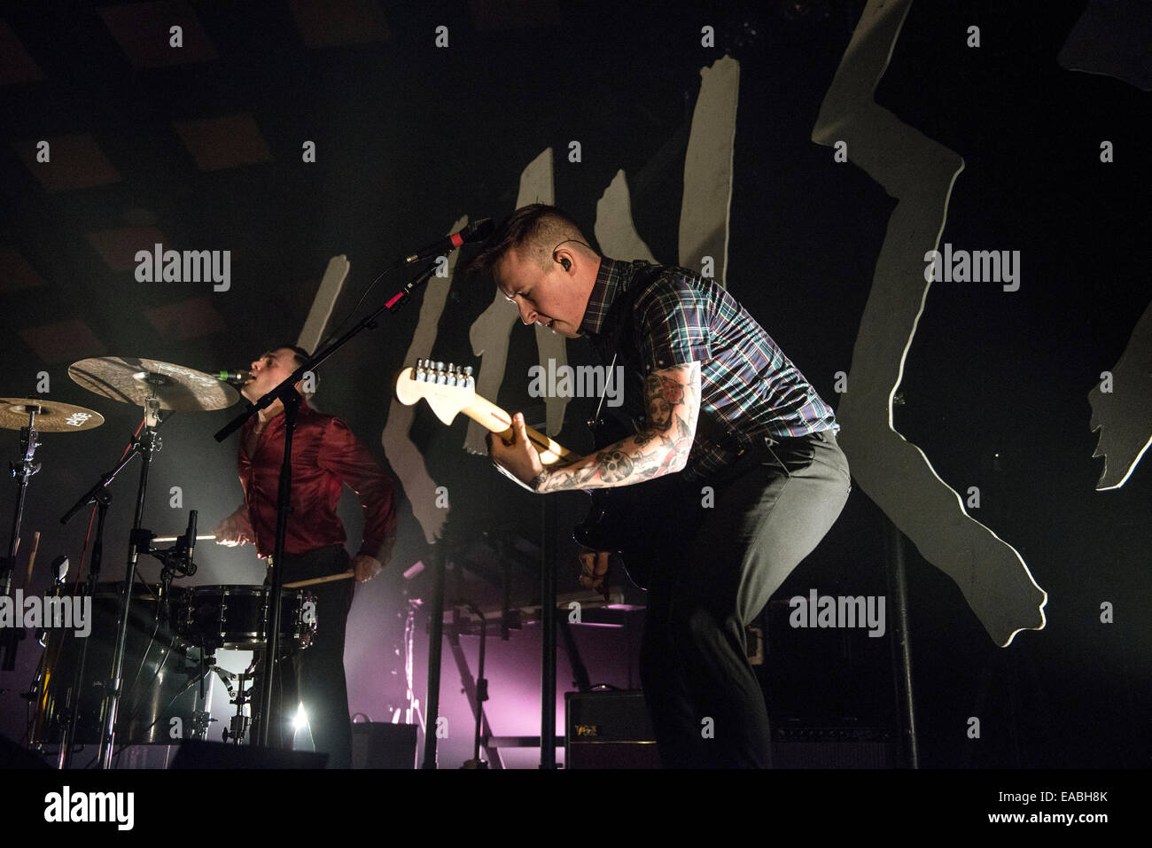 Isaac Holman and Laurie Vincent (L-R) of Slaves performs on stage at ...