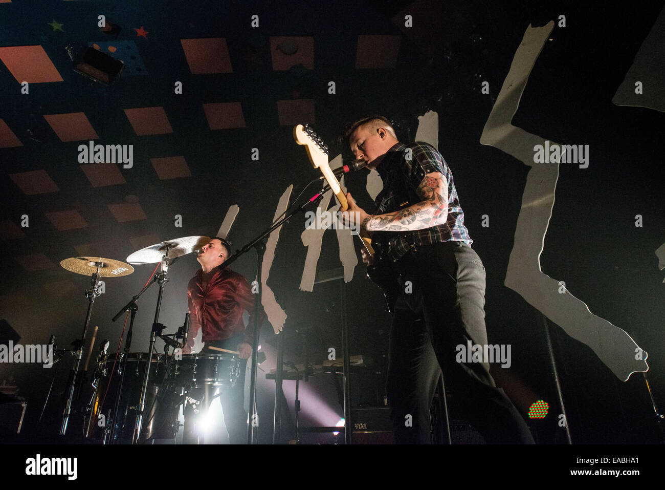 Isaac Holman and Laurie Vincent (L-R) of Slaves performs on stage at ...