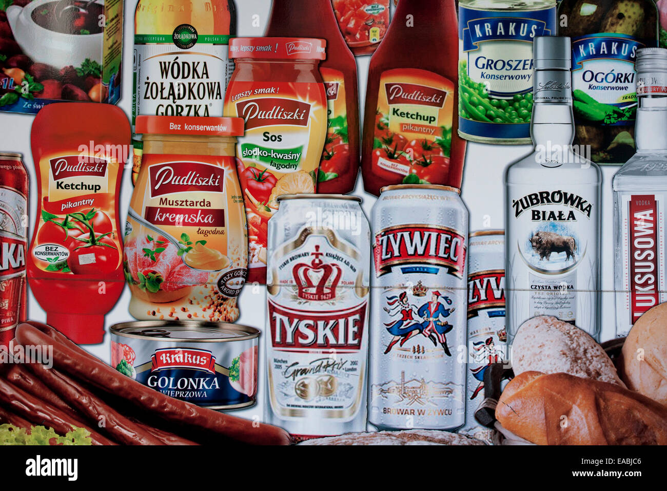 Window sticker display advertising Polish goods for eastern European ...