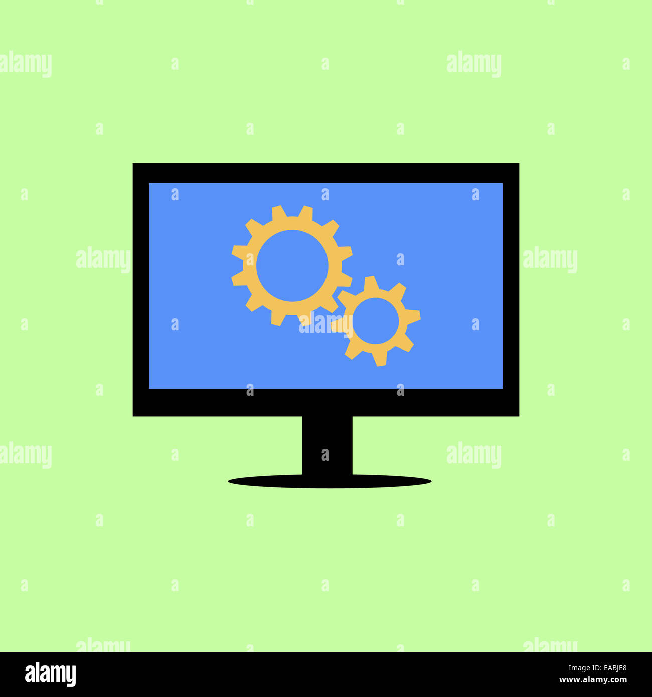 Flat style computer with gear wheels Stock Photo - Alamy