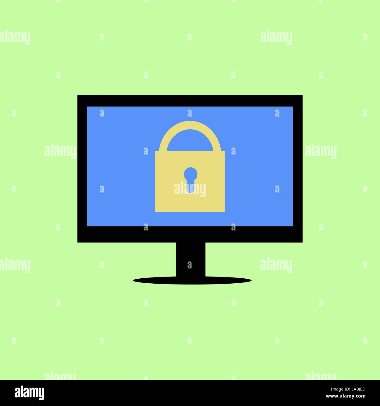 Flat style computer with lock Stock Photo - Alamy