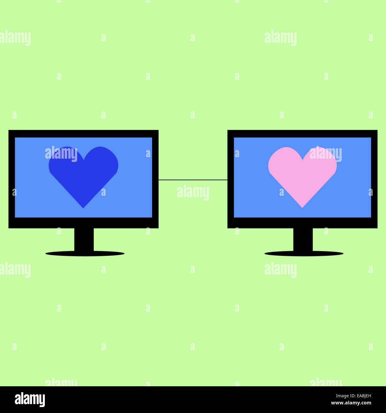 Virtual love in flat style Stock Photo - Alamy