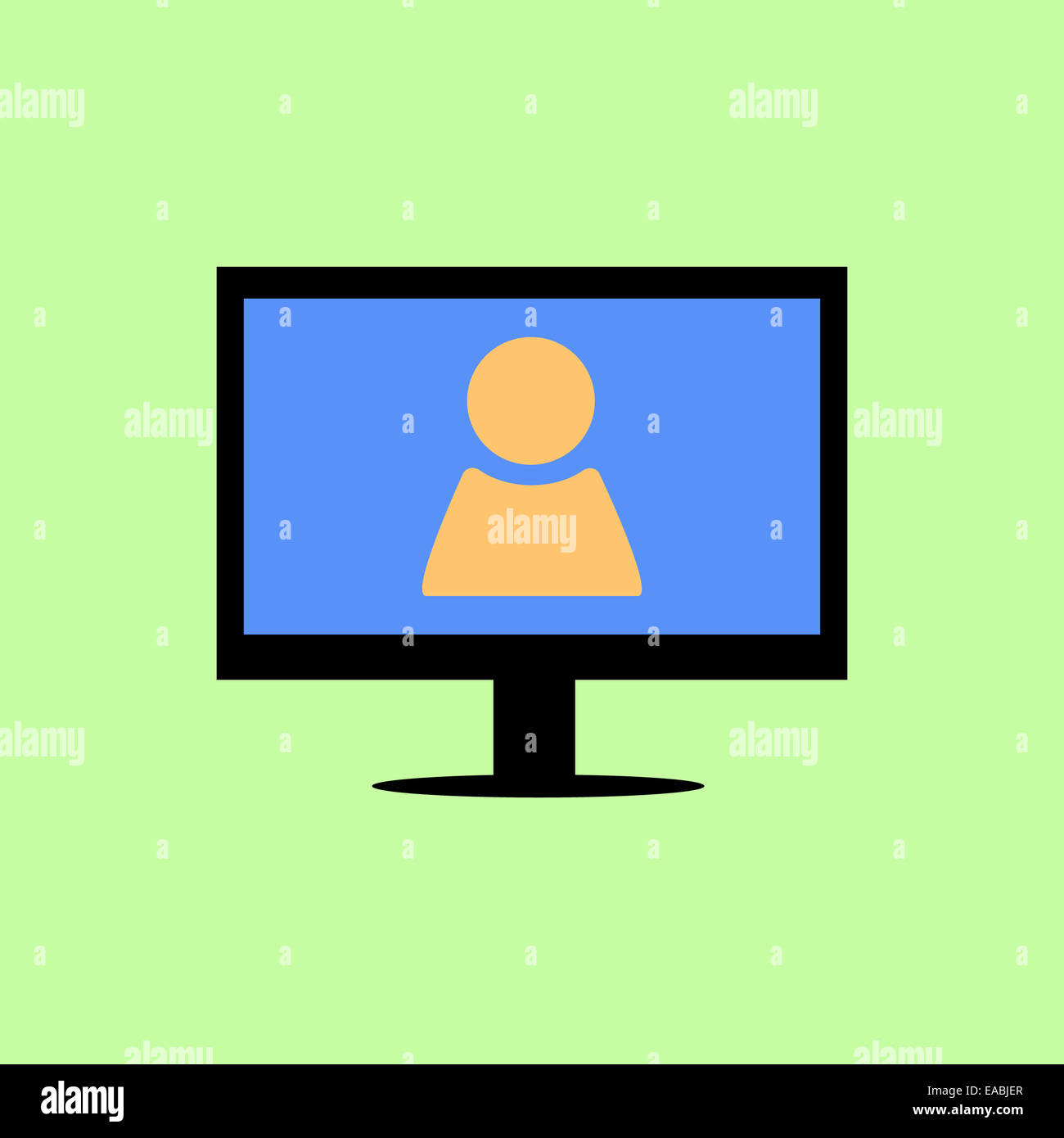 Flat style computer with person sign Stock Photo - Alamy