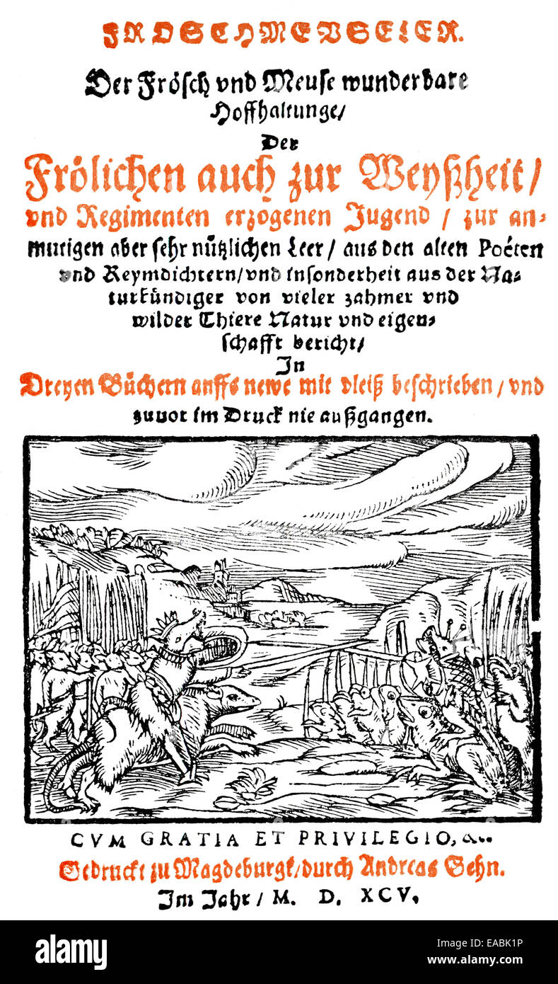 Historic print, woodcut from 1595, Froschmeuseler by Georg Rollenhagen ...