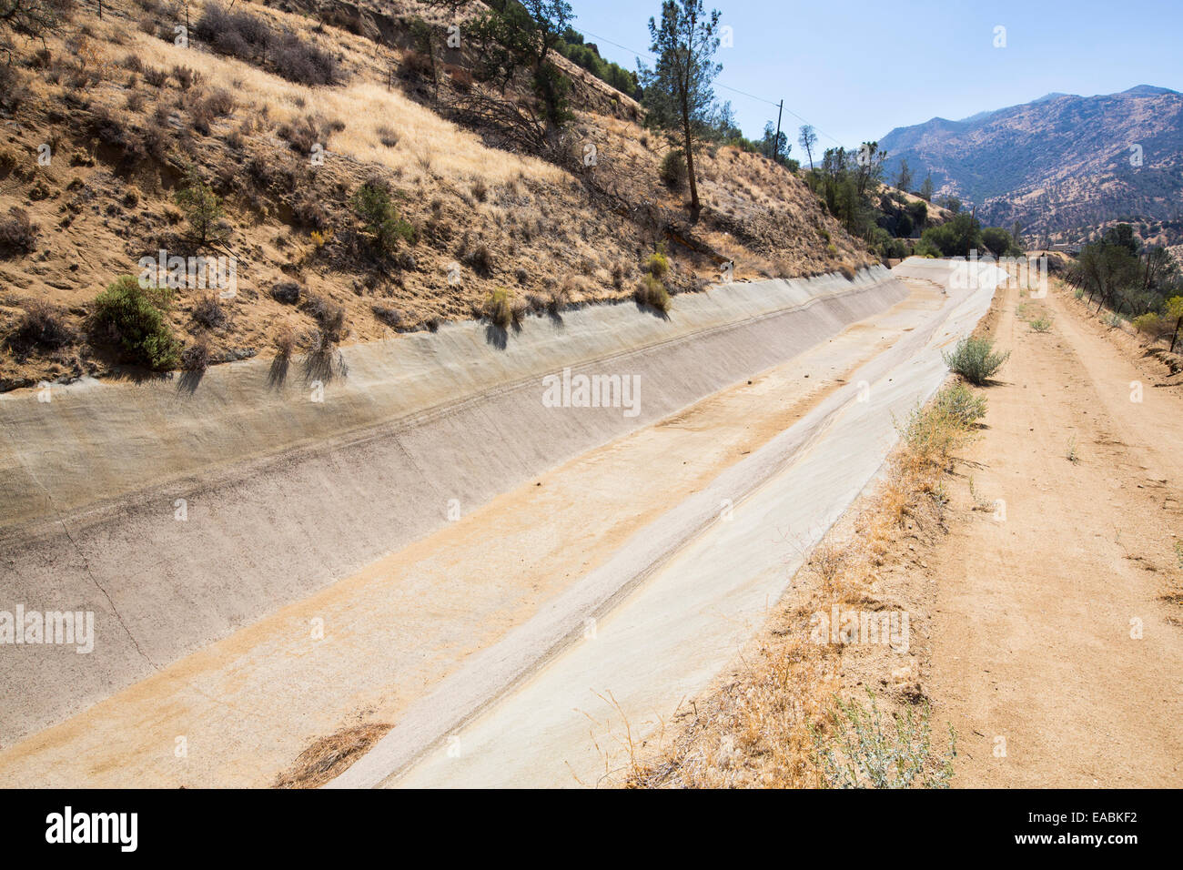 An empty hydro canal that usually takes water to a hydro plant below ...