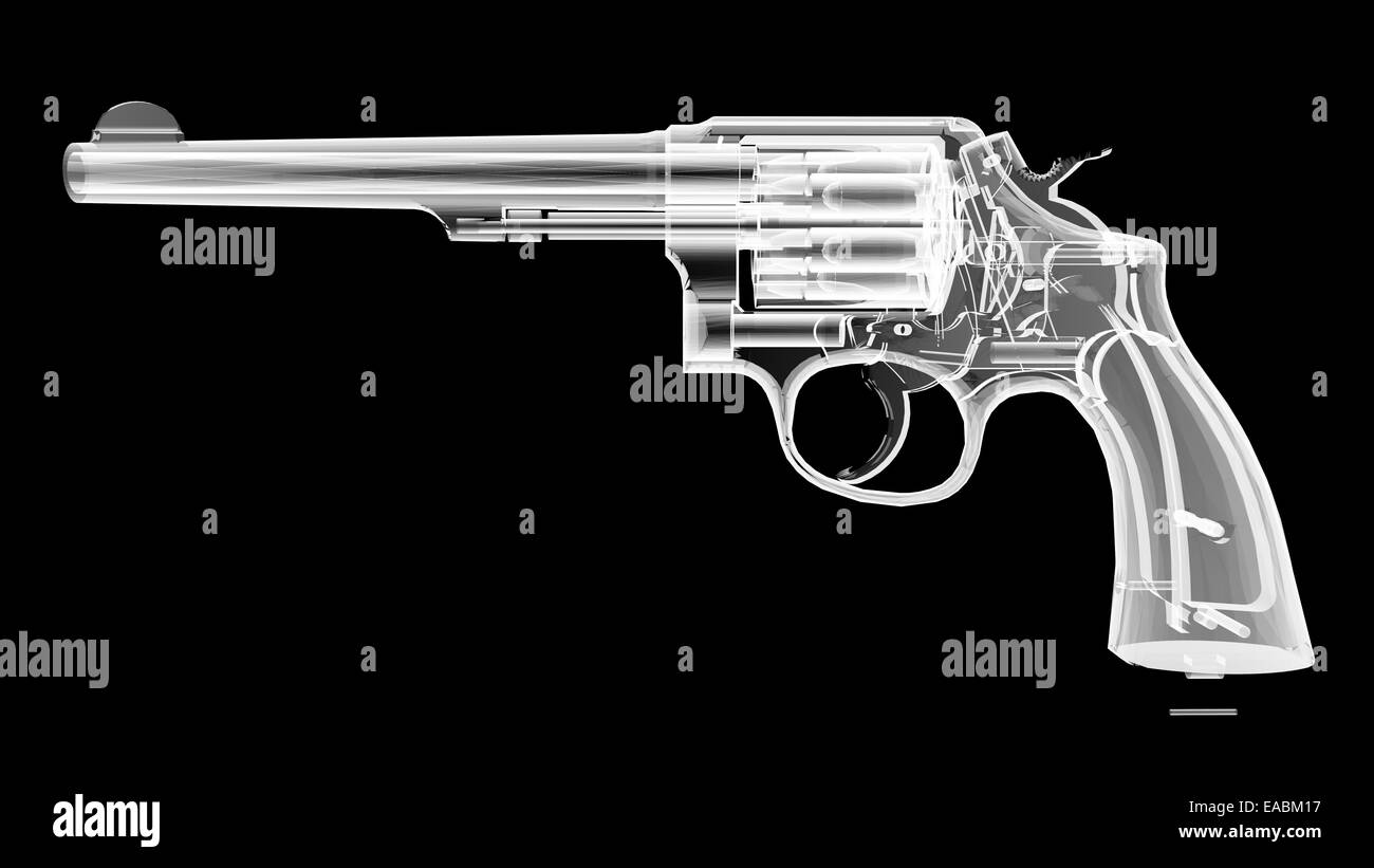 3D render of the gun model in X-rays isolated on black background Stock ...